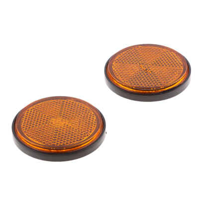 Pair of Round Universal Bolt on Orange /Amber Reflectors for Motorcycle ...