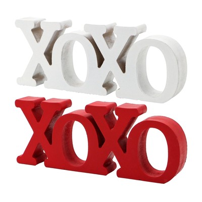 Xoxo Statue Valentine's Day Decor Wooden Tabletop Ornament Table ...