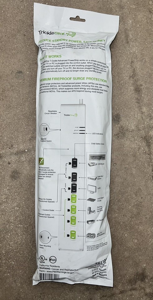 TrickleStar 7 Outlet Tier 1 Advanced Smart Power Strip/Surge Protector ...
