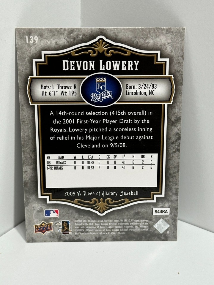 2009 Upper A Deck Piece of History #139 Devon Lowery RC | eBay
