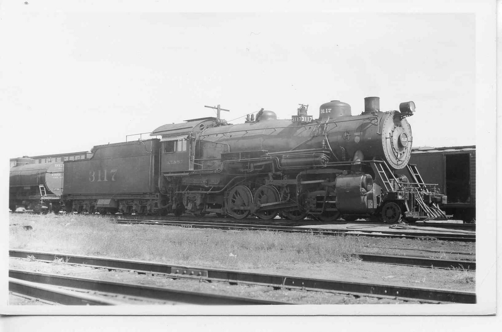 9F567 RP 1940s/60s AT&SF SANTA FE RAILROAD 2-8-2 LOCOMOTIVE #3117 | eBay