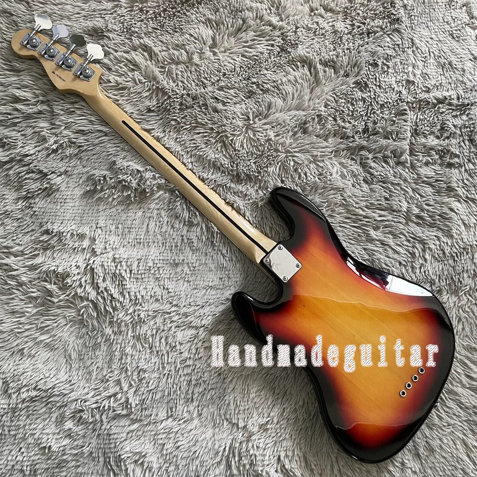 70s 4 Strings Sunburst Color Jazz Electric Bass Guitar Maple Neck SS ...