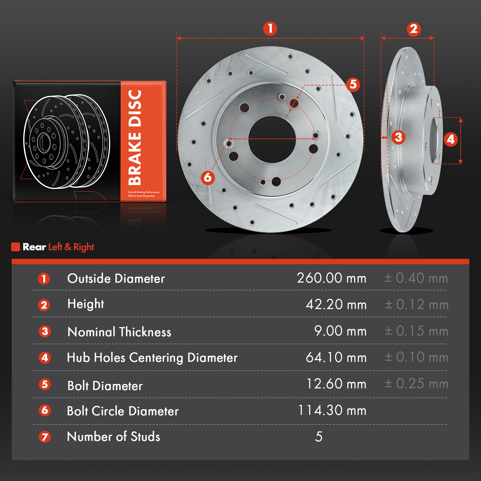 Rear Drilled & Slotted Brake Rotors for Honda Civic 2006-2015 Acura CSX ...