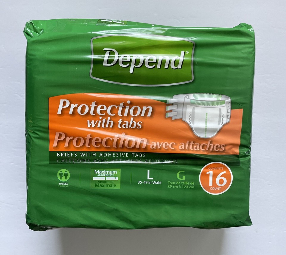 Depend Incontinence Briefs Adhesive Tabs Maximum Absorbency Large ...