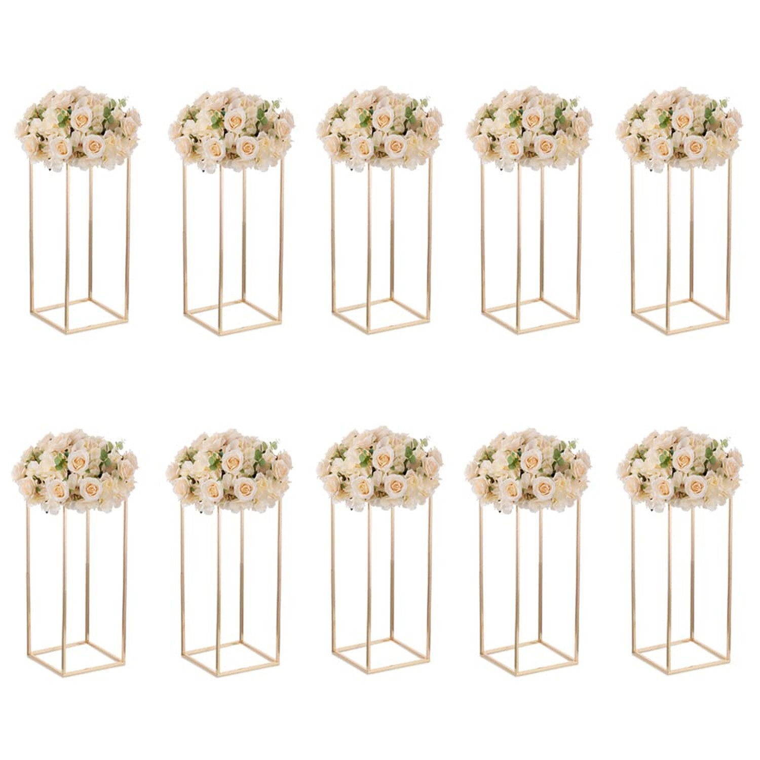 Gold Metal Cube Vase Stand for Wedding Centerpieces, 23.6in Tall, 10 ...