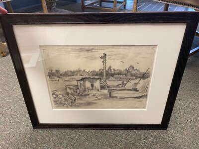 John Taylor (1897-1983) Original Drawing Titled "Savannah, River Shanty ...