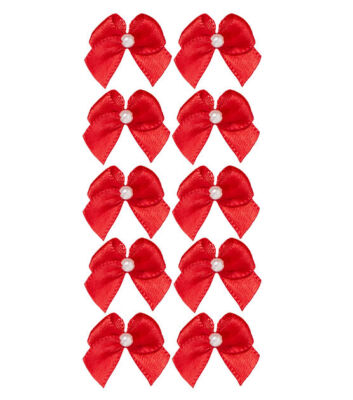 Offray 10 pk Ribbon Bow Accessories with Pearl Accent – RED SATIN | eBay