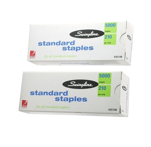 Lot of 2 Swingline Standard Staples 5000 /Box 210/Strip 1/4" Length ...