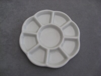 White Ceramic Sorting Tray with 8 Outside Compartments and One Center 5 ...
