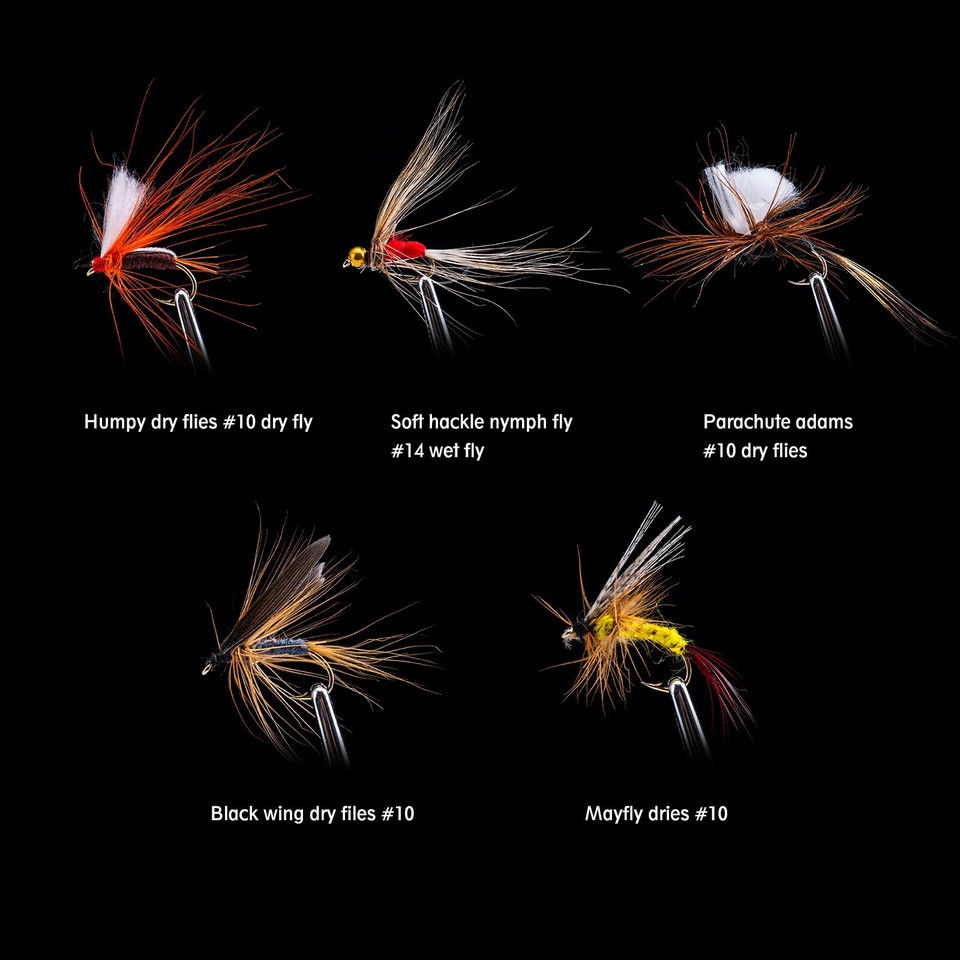 Goture 100pcs Fly Fishing Flies Kit Dry Flies Wet Flies Streamers Nymph ...