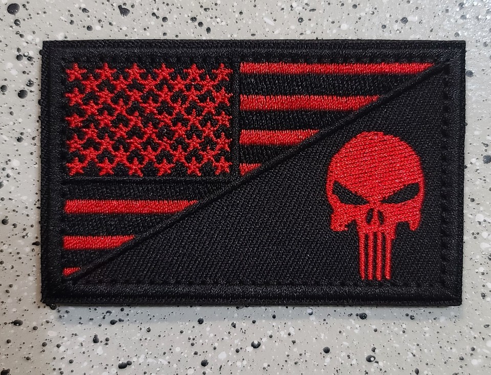PATRIOTIC & PUNISHER AMERICAN FLAG MORALE PATCHES. HOOK & LOOP. FREE SHIPPING. | eBay