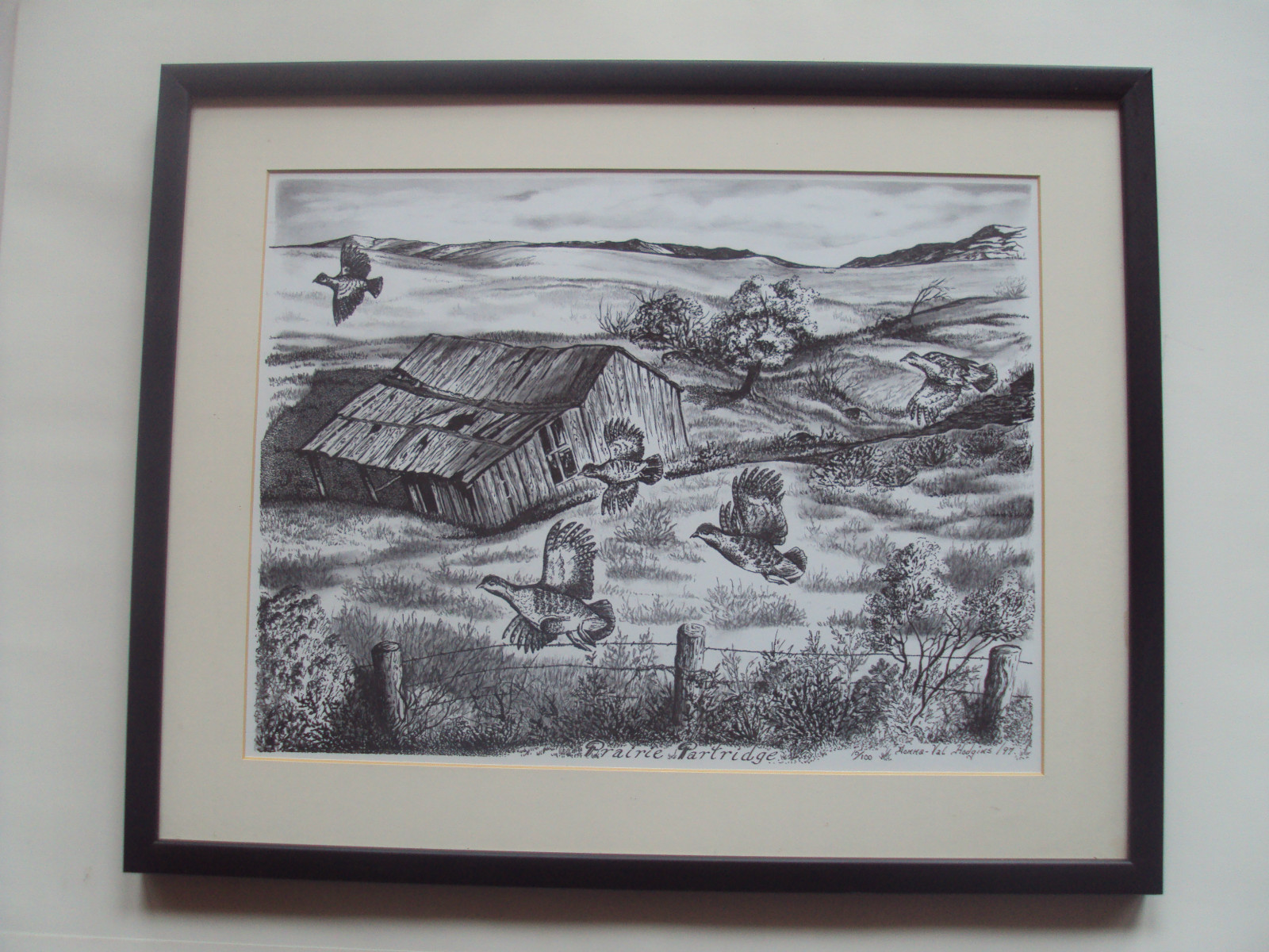 1997 Print "Prairie Partridge" by Donna Val Hodgins. Signed by the ...