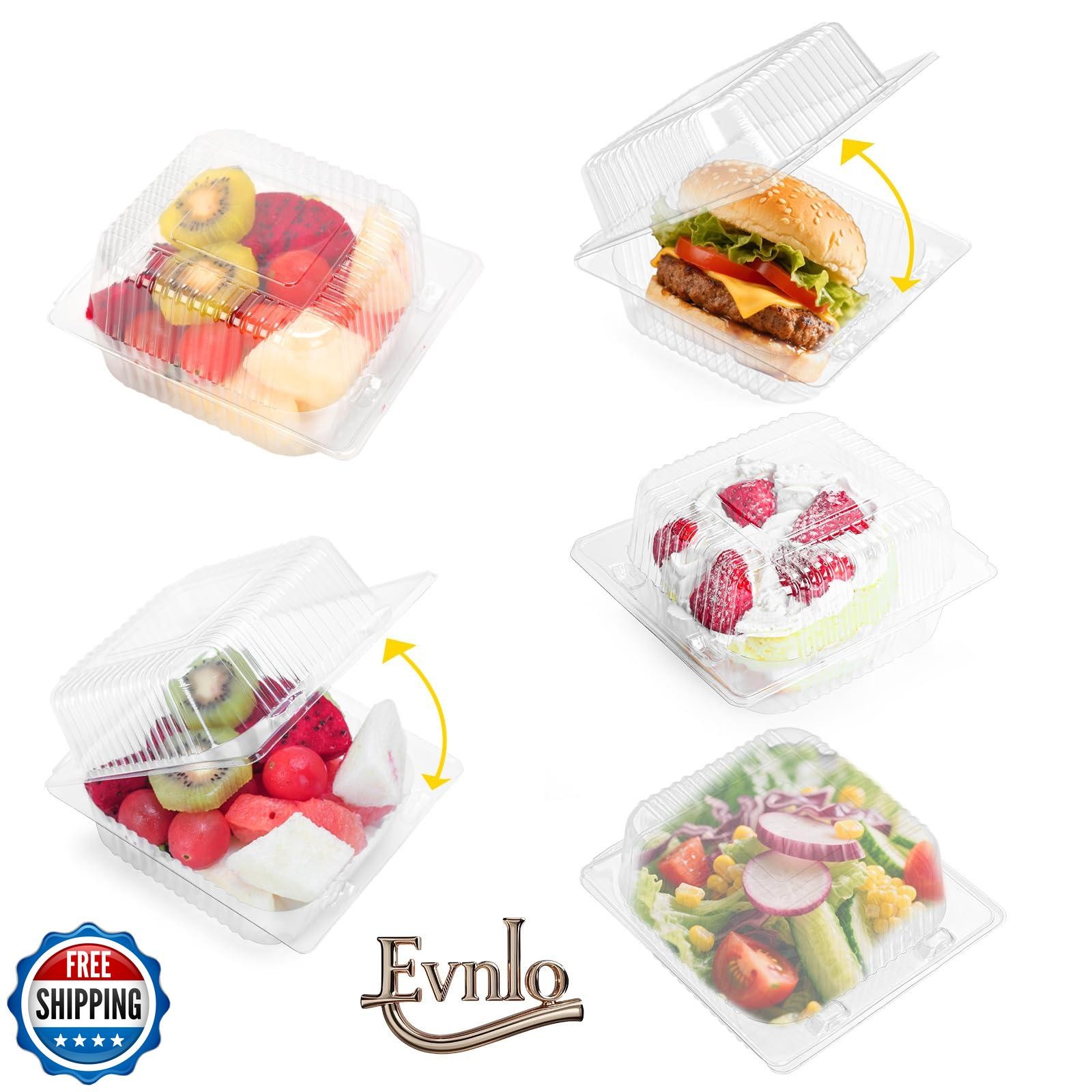 Evnlo 100 Count Clear Plastic Containers with Lids for Food, Thickened ...