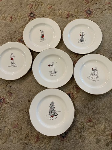 1999 Merry Masterpieces-1st Edition-Christmas Santa-Set of 6 Plates | eBay