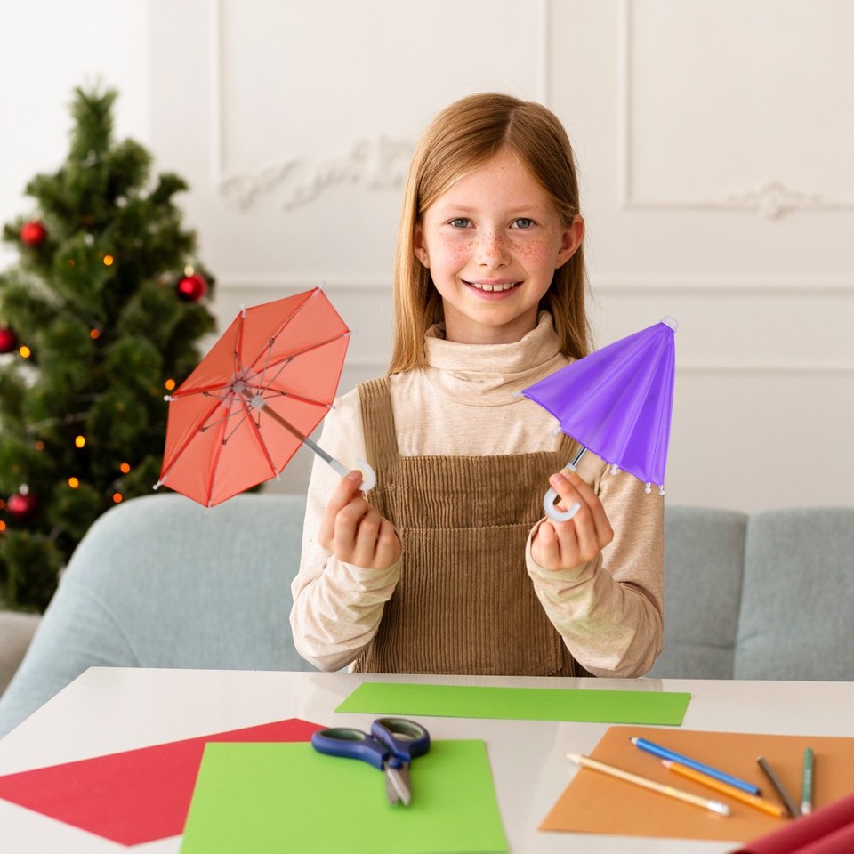 5pcs Mini Umbrella Toys Mini Solid Color Umbrella Diy Painting present ...