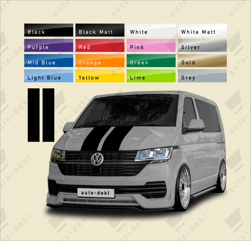 Fits VW T5 T6 Transporter - Bonnet Stripes Vinyl Graphic Decal Camper ...