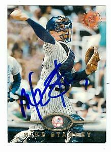 Mike Stanley autographed baseball card (Yankees) 1995 Topps Stadium ...