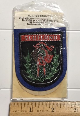 NIP Scotland Scottish Bagpipes Bagpiper Metallic Thread Felt Patch ...
