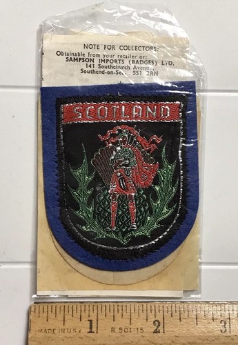 NIP Scotland Scottish Bagpipes Bagpiper Metallic Thread Felt Patch ...