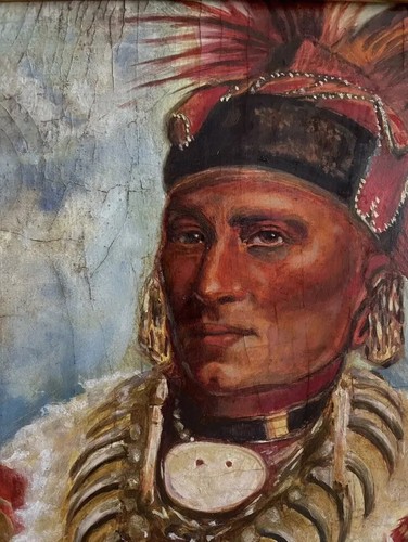 Rare Antique George Catlin Western Painting Native American Chief White ...