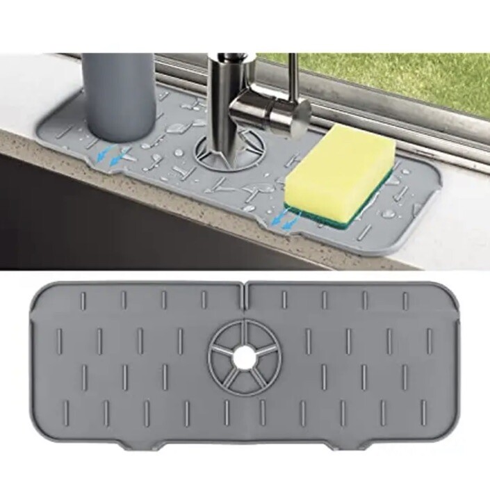 Silicone Faucet Drain Pad Drip Catcher Tray Kitchen Sink Splash Slip ...