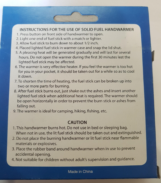 Solid Fuel Sticks x12 Hand Warmer Charcoal Burner Refills Camping ...