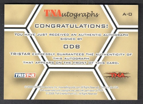 TNA WRESTLING (TRISTAR 2008) AUTOGRAPH CARD #A-O ODB JESSICA NORA KRESA ...