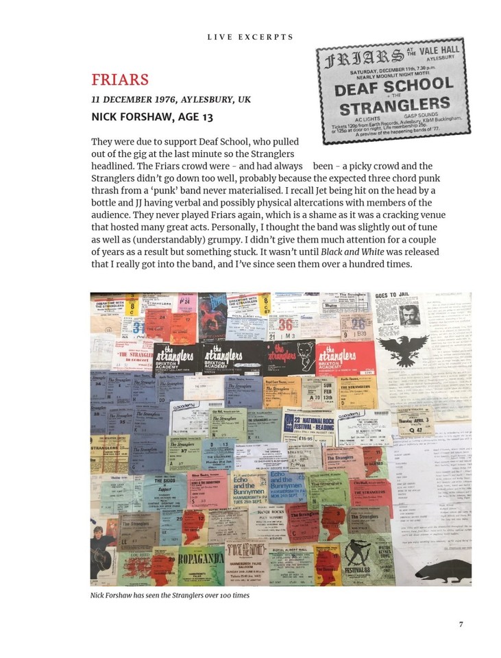 The Stranglers - Hardback Book 'live (Excerpts) *Signed the Author ...