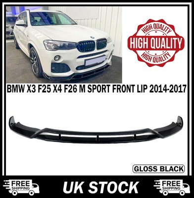 M SPORT FRONT LIP SPLITTER FOR BMW X3 F25 X4 F26 GLOSS BLACK 2014-2017 ...