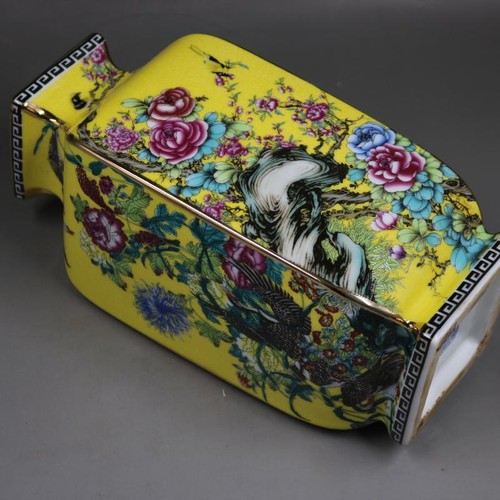 10" China Qing Colour Enamels Porcelain Animal Bird Peony Flower Four ...