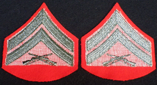 Vintage US Marine Corps USMC Corporal Rank Chevrons Patch PAIR Wool ...