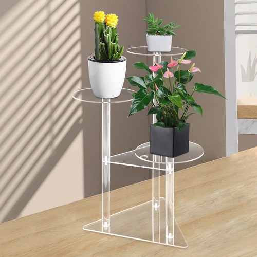 3-Tier Indoor Plant Stand Plant Shelf Clear Acrylic Corner Flower ...