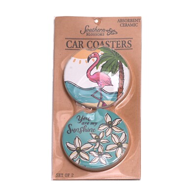 Car Coasters Flamingo Sunshine Set Of 2 | eBay