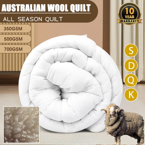 350/500/700GSM Australian Merino Wool Quilt Duvet Doona Summer Winter ...
