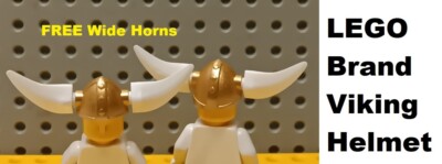 LEGO Viking Helmet FREE HORNS Wide Cow Bull Ocean Battle Gear Gold ...