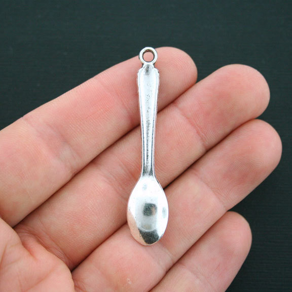 4 Large Spoon Charms Antique Silver Tone 2 Sided- SC3010 | eBay