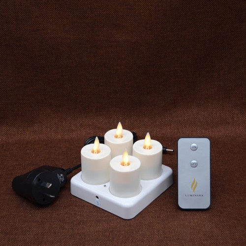 4PCS Luminara Rechargeable Tea Lights Flameless Led Candles White ...
