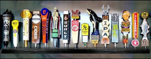 BEER TAP HANDLE DISPLAY BLACK FINISH WALL MOUNT INCLUDES BRACKETS holds ...