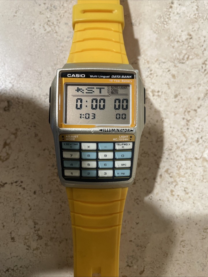 CASIO Vintage Data Bank DBC-32 Digital Watch Yellow Style | eBay