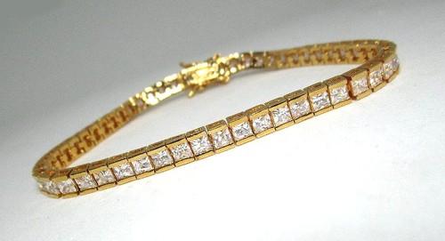 Gold Plated 925 Sterling Silver Tennis Bracelet W CZ's 14.8 grams China ...