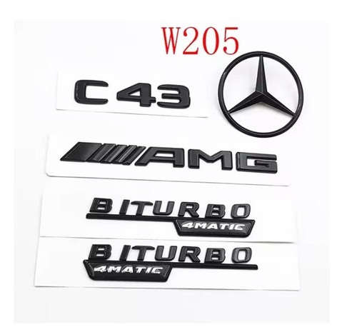 C43 AMG Biturbo 4 Matic Gloss Black Set for Mercedes C Class W205 2015 ...
