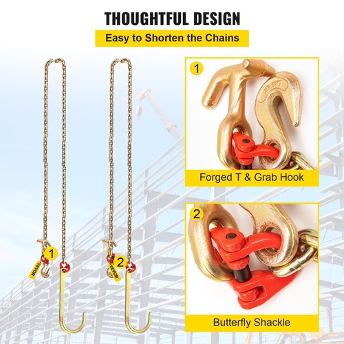 J Hook Chains 5/16" Adjustable Tow Chain Bridle&Shortener 9260lbs Break ...