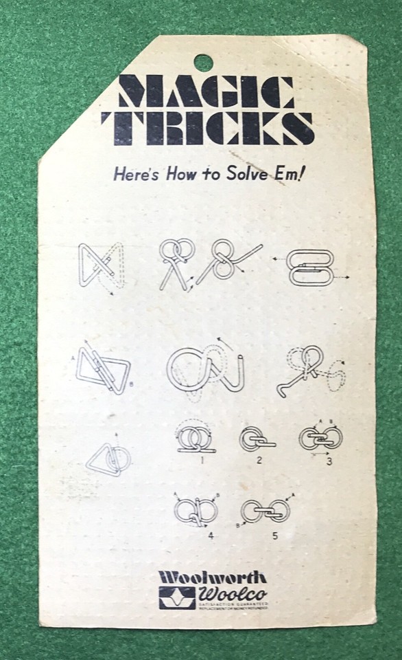 Vintage Woolworth WoolCo Magic Tricks Puzzle Set Sealed NOS Made in ...