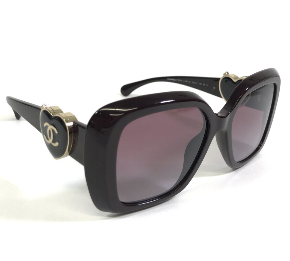 CHANEL Sunglasses 5518-A c.1461/S1 Burgundy Square Gold Mirrored Clasp ...