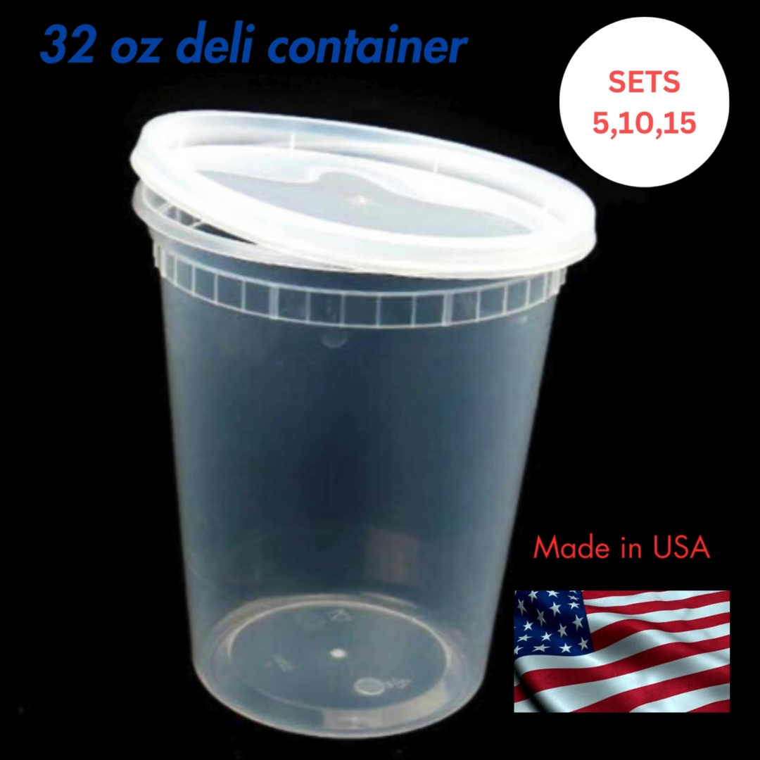 32oz Round Clear Plastic Deli Food/Soup Restaurant Storage Container ...