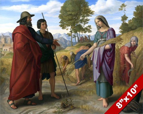 RUTH GLEANING IN BOAZ FIELD WOMAN BIBLE STORY OIL PAINTING ART REAL ...
