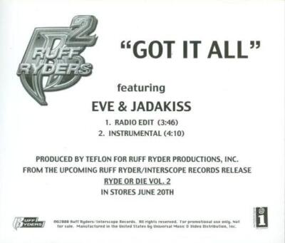 Ruff Ryders: Eve & Jadakiss Got It All PROMO Music CD hip hop rap ...