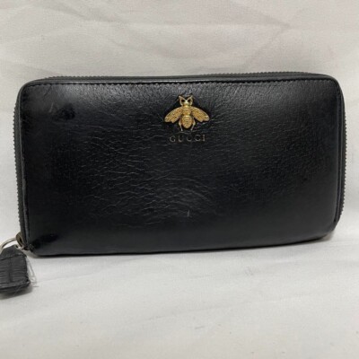 Gucci Animalier Bee Long Wallet Logo Round Zipper Gg 523667 | eBay