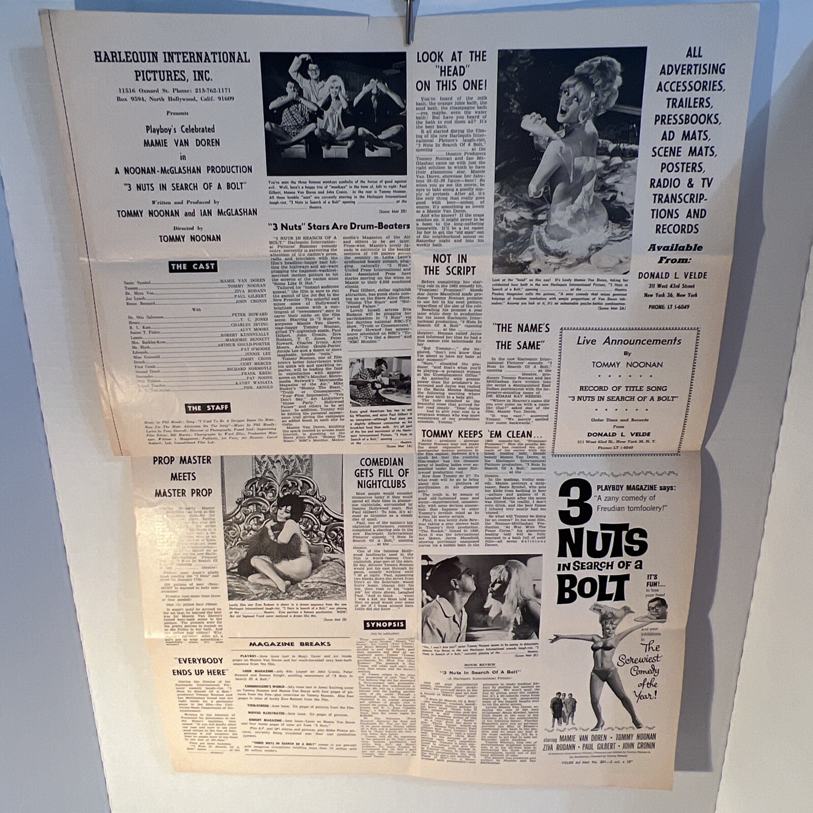 1964 3 NUTS IN SEARCH OF A BOLT Movie Pressbook: Mamie Van Doren, Tommy Noonan | eBay