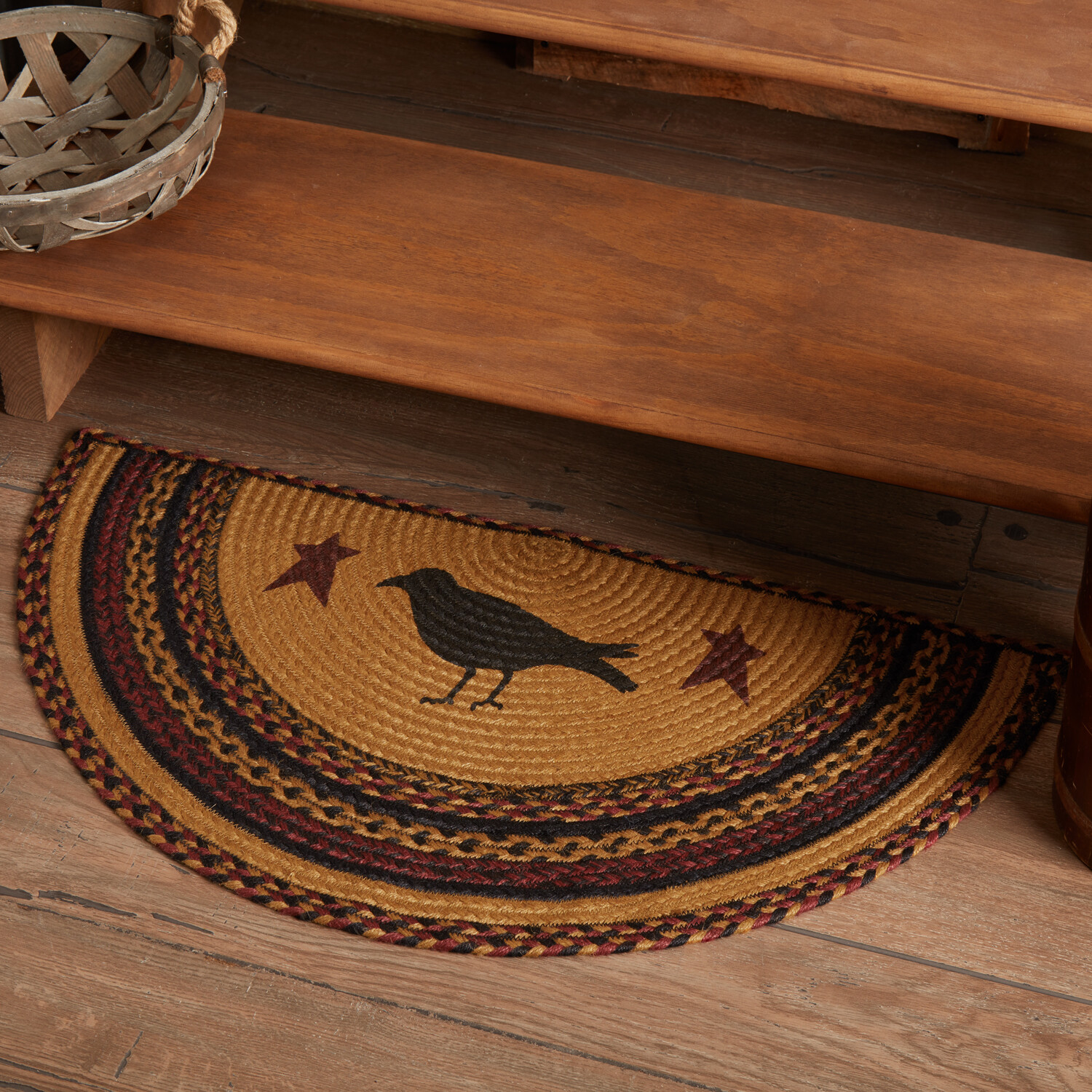 Accent Rug Heritage Farms Jute Primitive 16.5x33 Half Cir Crow Floor ...